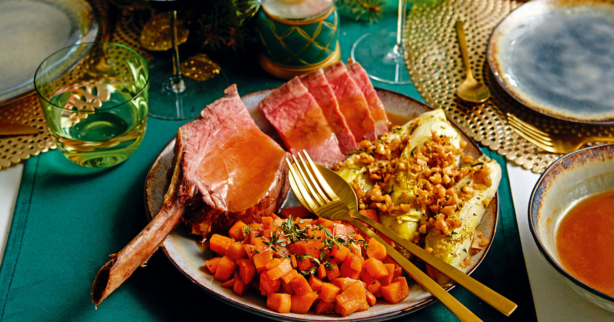 Hochrippe mit Süßkartoffeln und Chicorée • Rezept