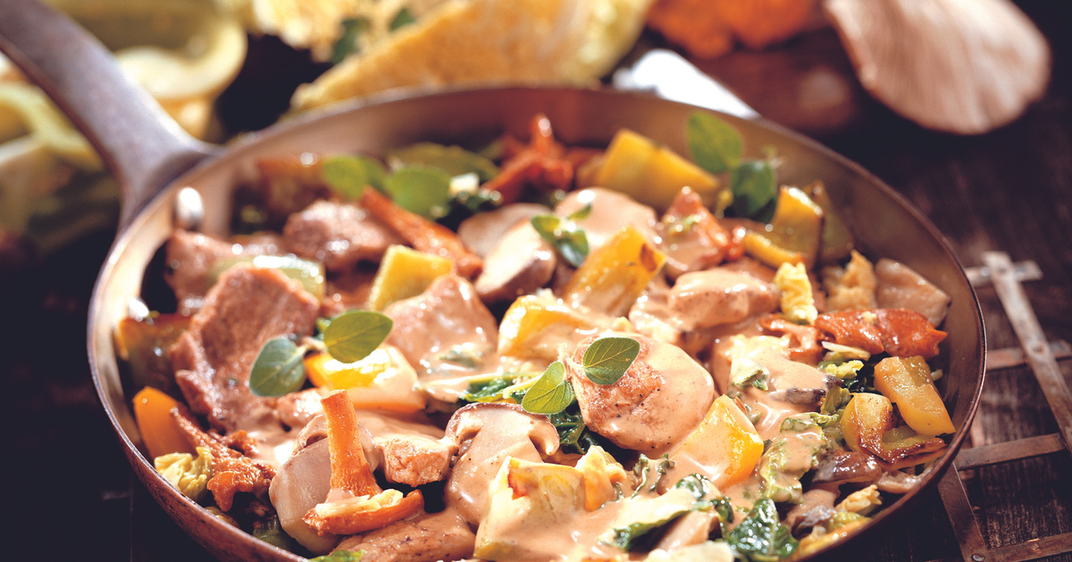 Saftfleisch mit Schwammerln und Gemüse • Rezept