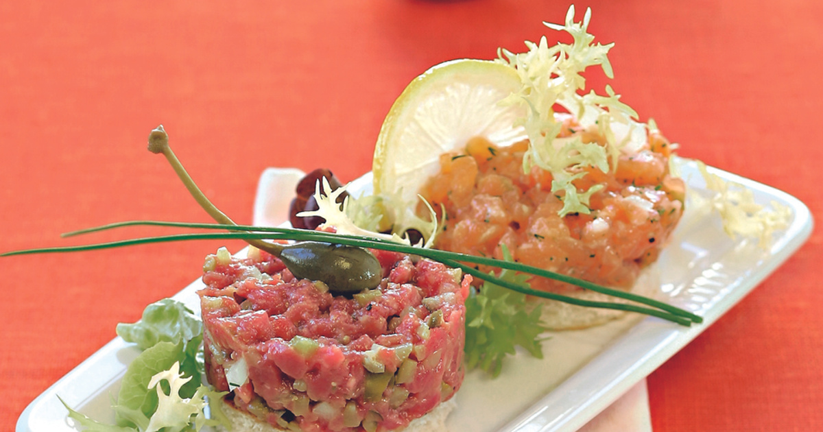 Zweierlei Tatar (vom Lachs und Rind) • Rezept